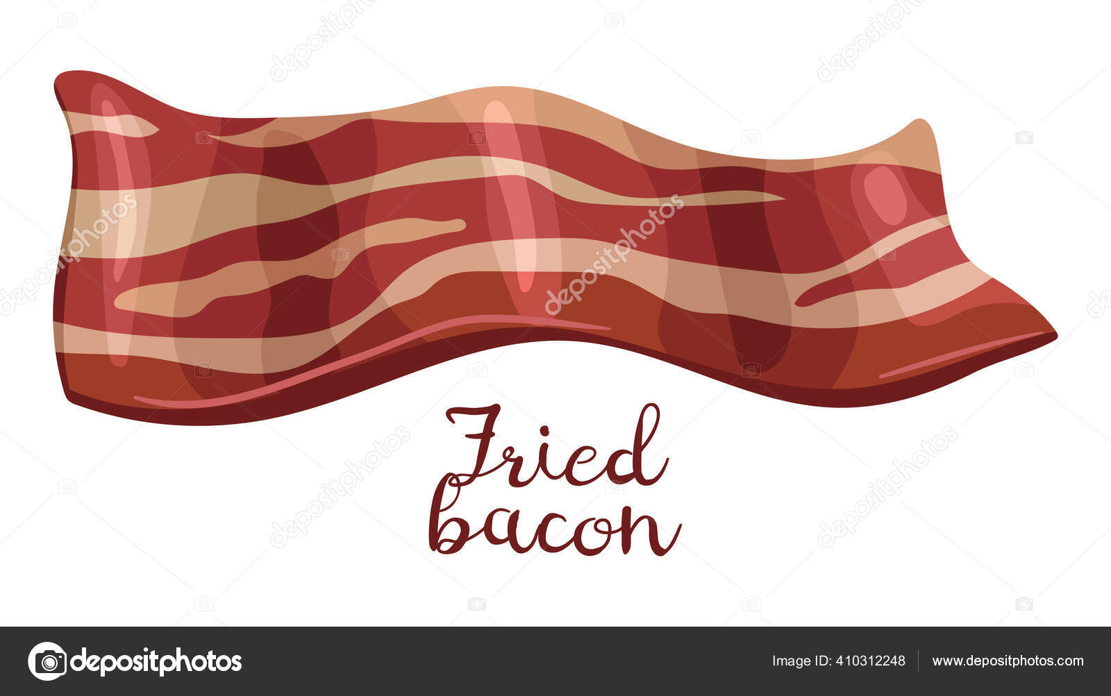 Crispy Sliced Strip Bacon Isolated Illustration Inscription Stock ...