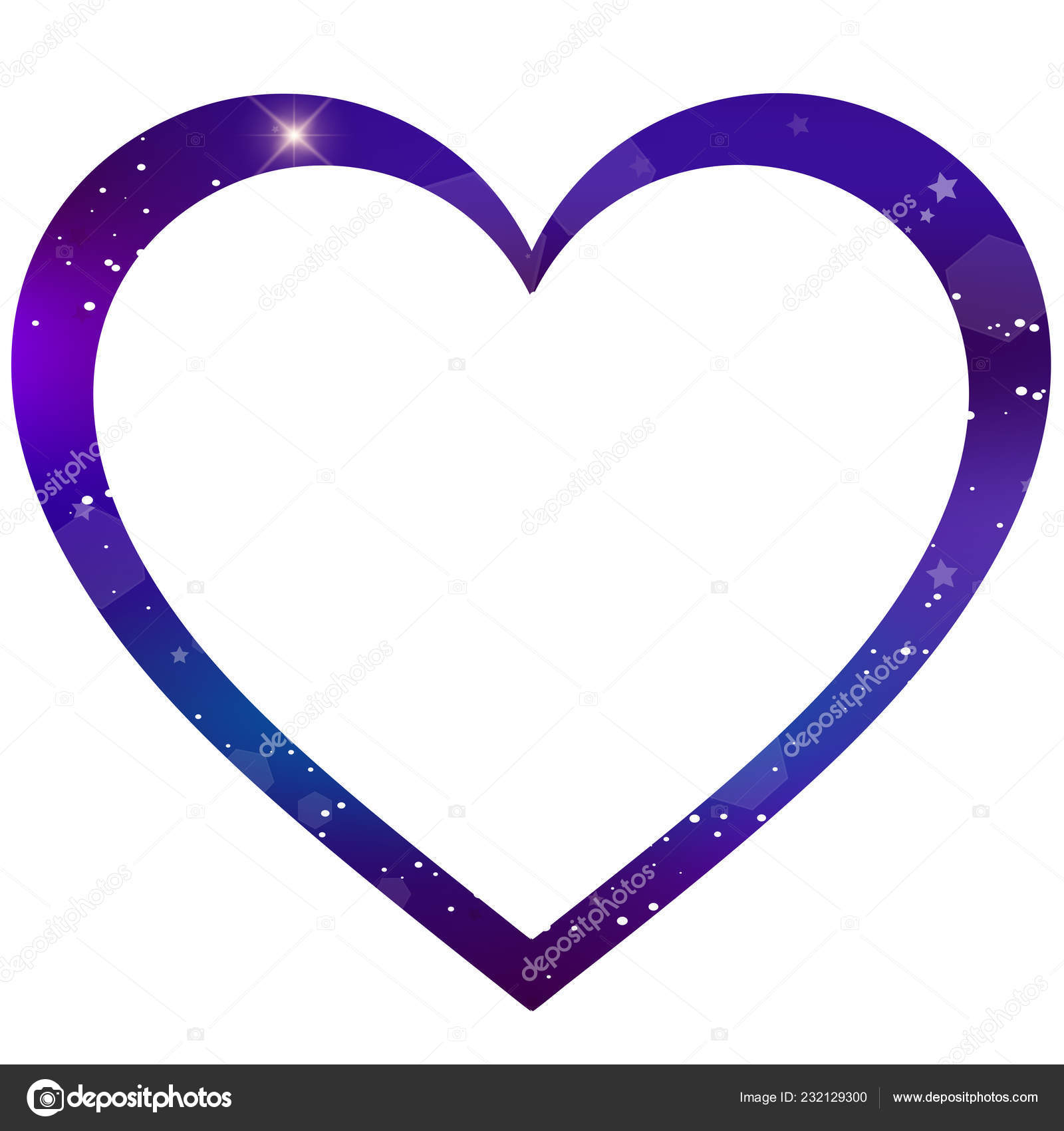 Vector Fantastic Galaxy Heart Shaped Photo Frame Isolated White ...