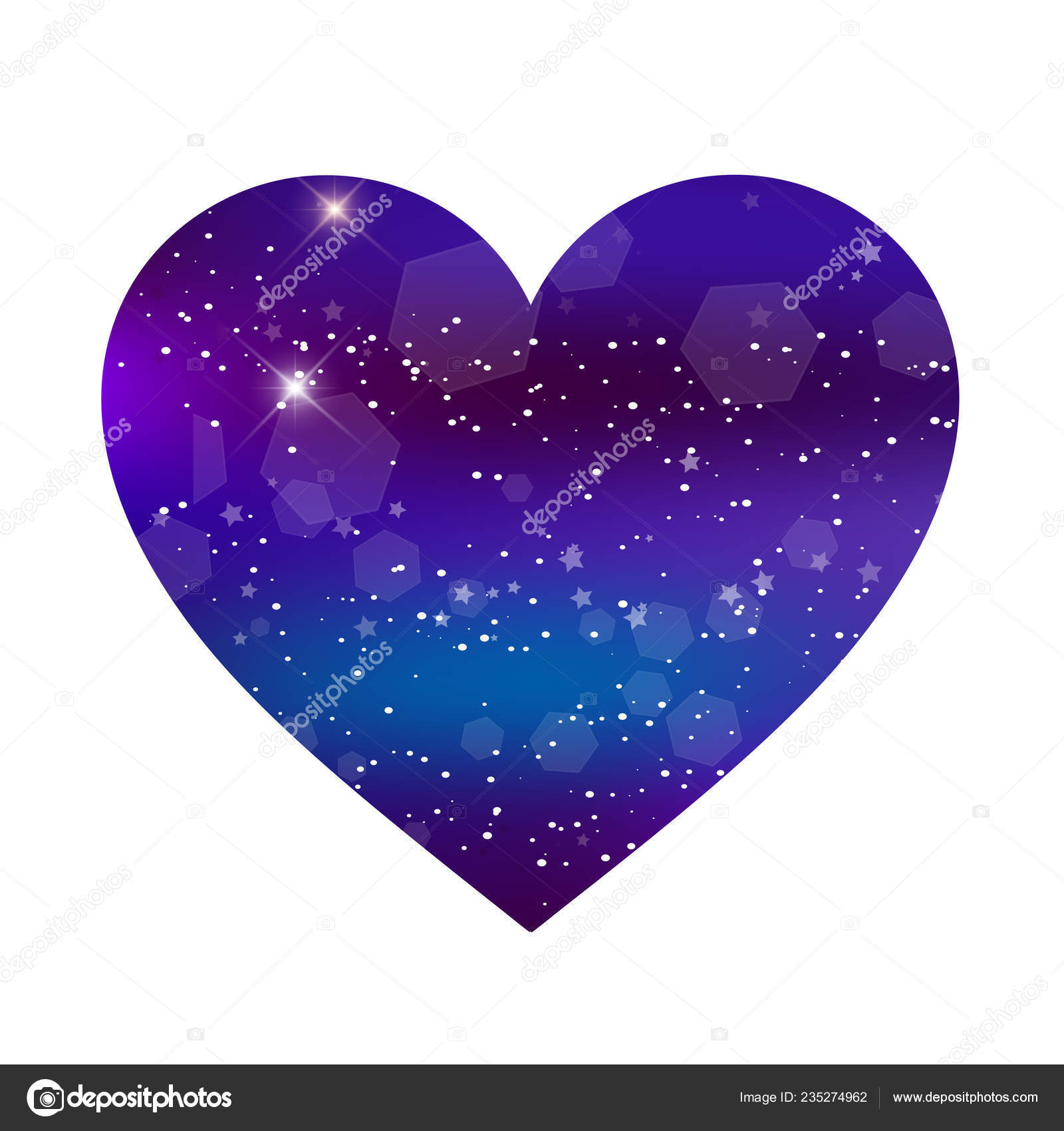 Fantastic Galaxy Heart Isolated White Background Purple Neon Magic Icon ...