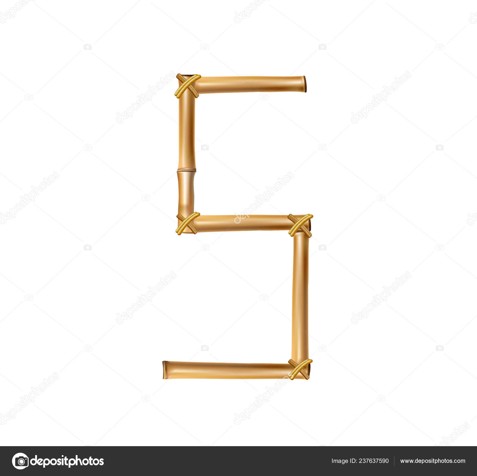 Vector Bamboo Alphabet Capital Letter Made Realistic Brown Dry Bamboo ...