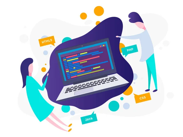 Programmers coding and correct errors in project. Stock Vector Image by ©margzaiceva.yandex.ru ...