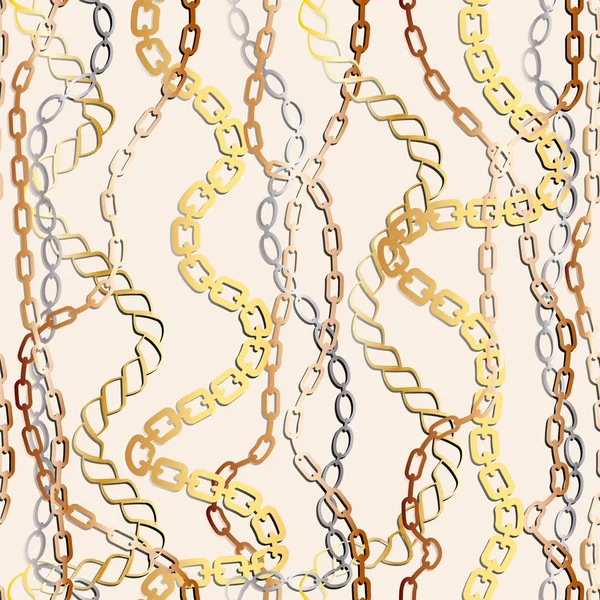 Golden Chains Vector Seamless Pattern Black Background Stock Vector