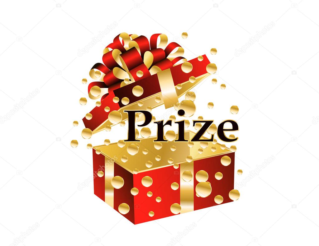 Banner Opened Gift Box Prize Sign White Vector Illustration — Stock ...