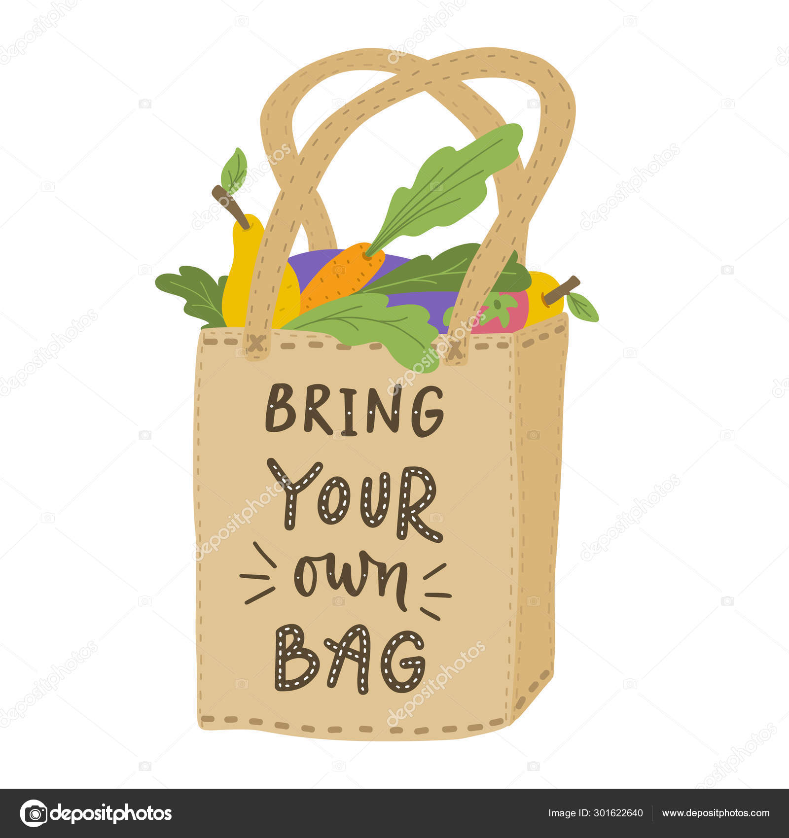 Bring your own bag. Vector illustration. Stock Vector Image by ...
