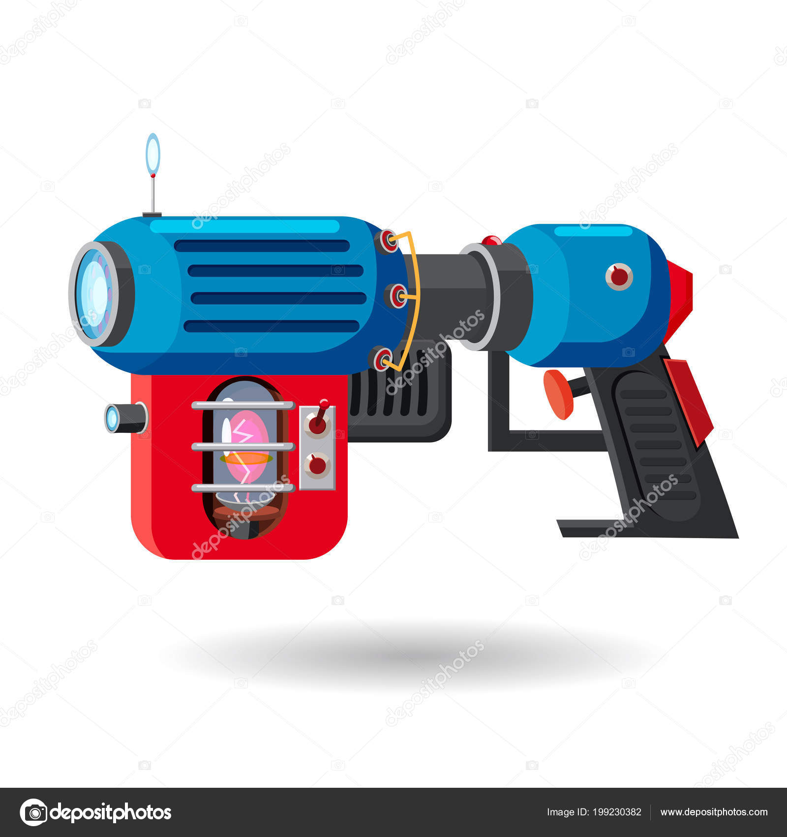 Cartoon Retro Space Blaster Ray Gun Laser Weapon Vector Illustration ...