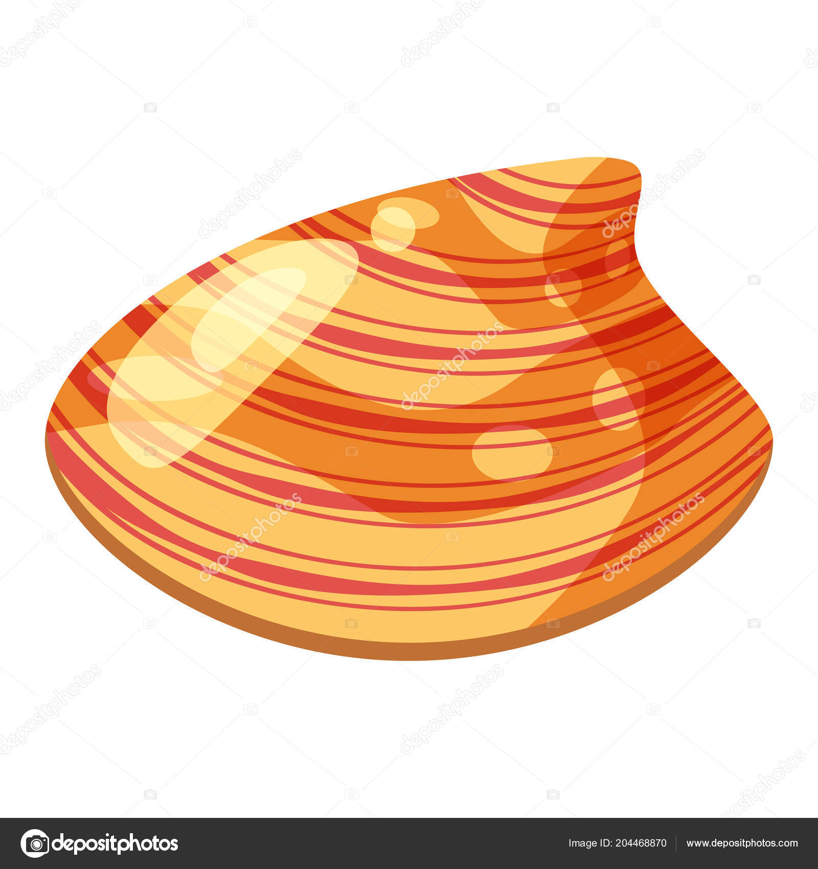 Cute bright cartoon seashell icon. Colorful shellfish symbol isolated ...