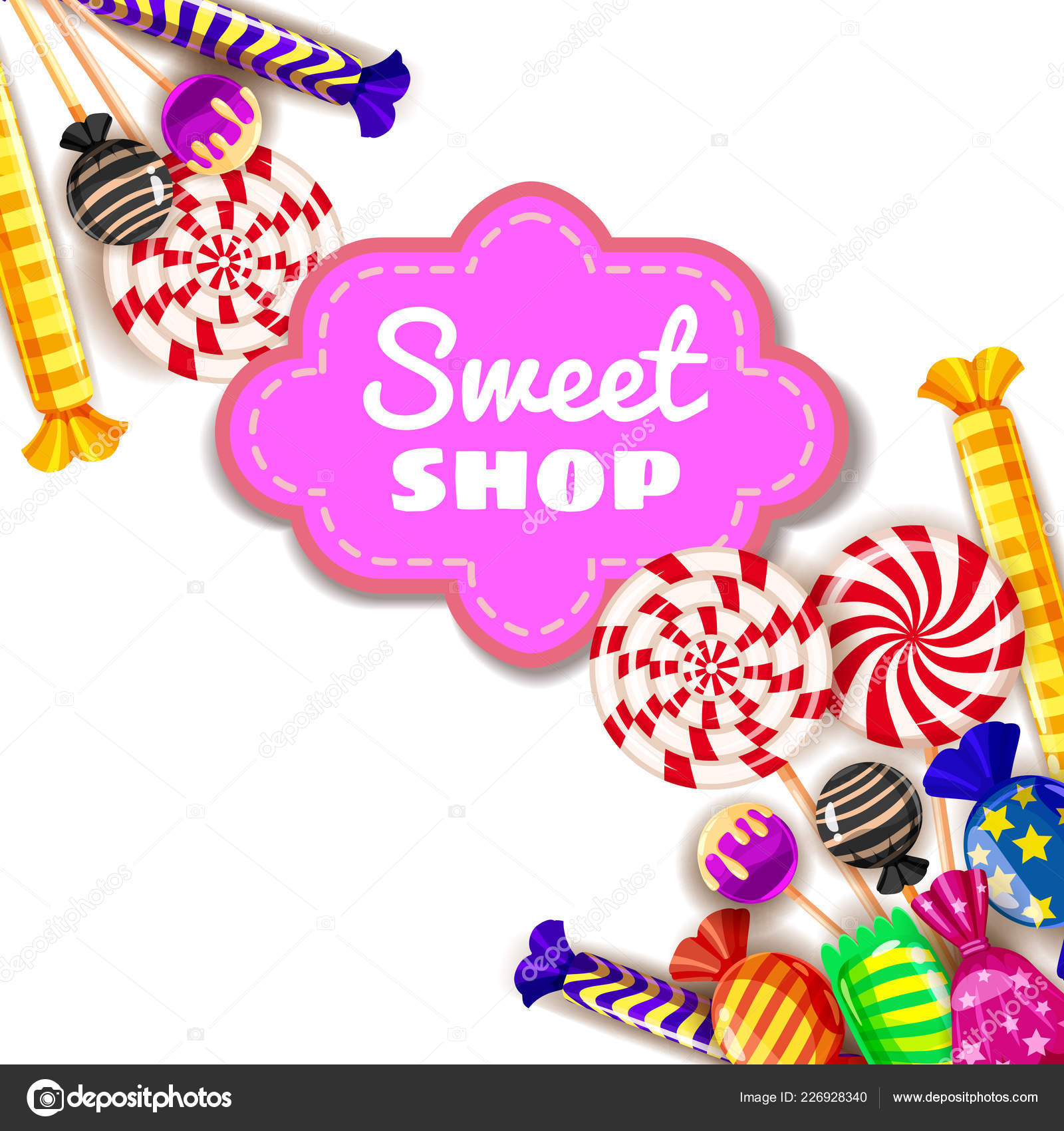 Candy Sweet Shop background set of different colors of candy, candy ...