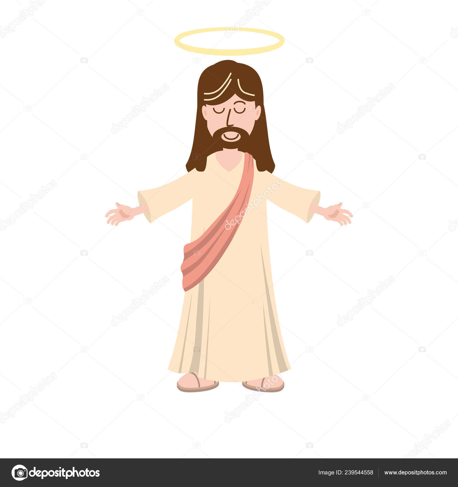 Lindo Dios sonríe con amor con los brazos abiertos, halo santo sobre la ...