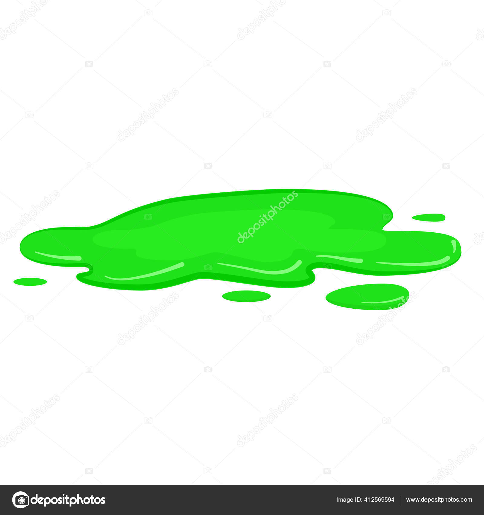 Puddle green slime, liquid toxic mold, vector, cartoon style, isolated ...