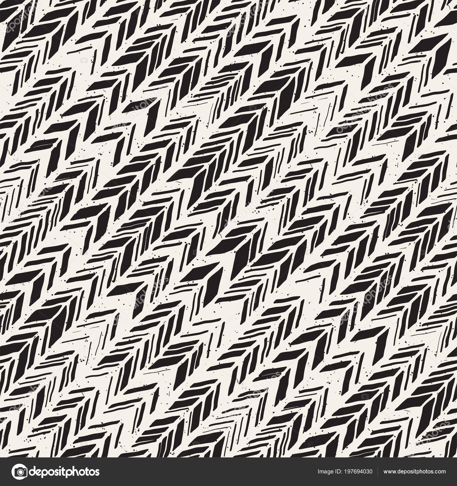 Vector Seamless Freehand Pattern Doodle Monochrome Print Hand Drawn ...