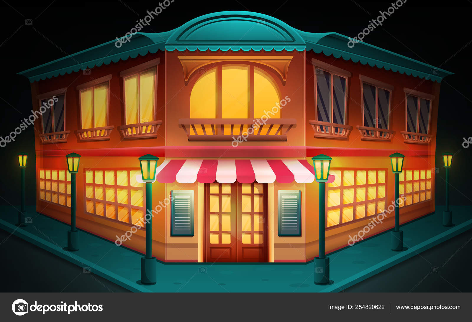 Cafe Building Cartoon