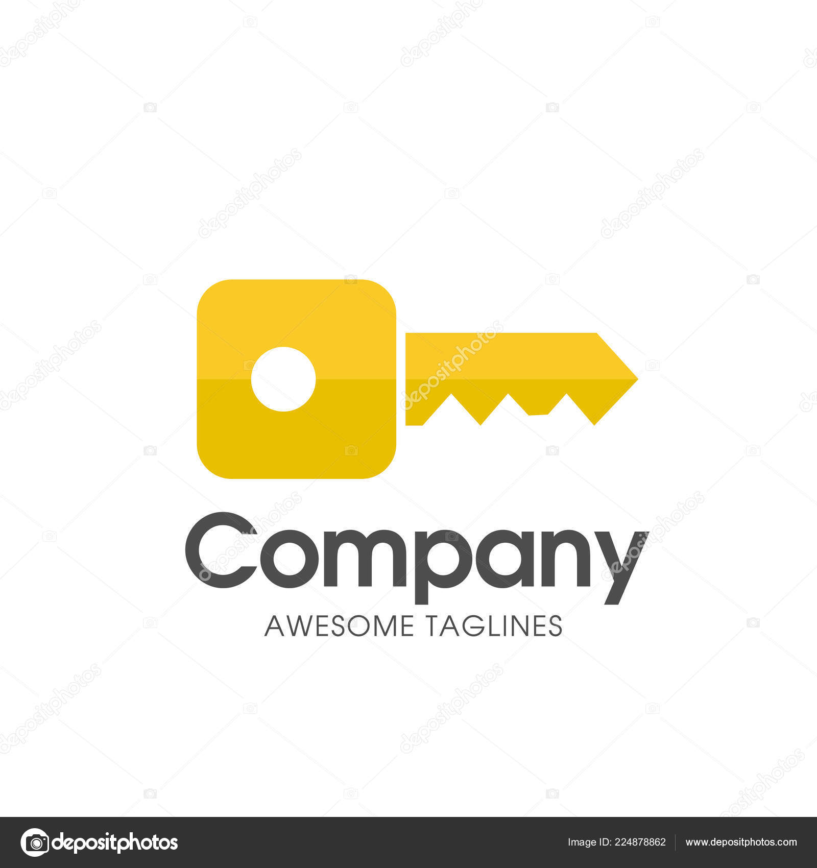 Creative Square Key Logo Modern Gold Color Vector Stock Vector Image by ...