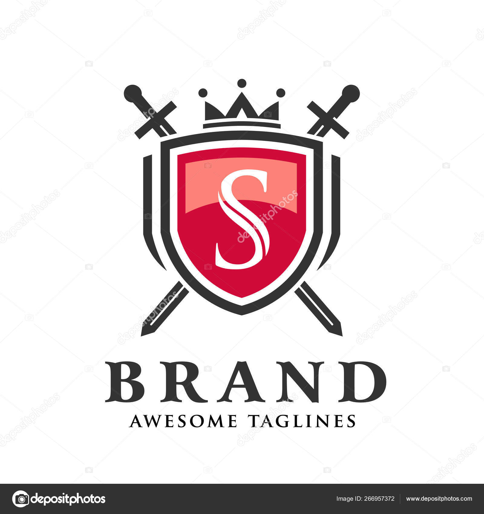 Letter Two Crossed Swords Shield Crown Logo Uses Heraldic Symbol Stock Vector by ©krustovin ...