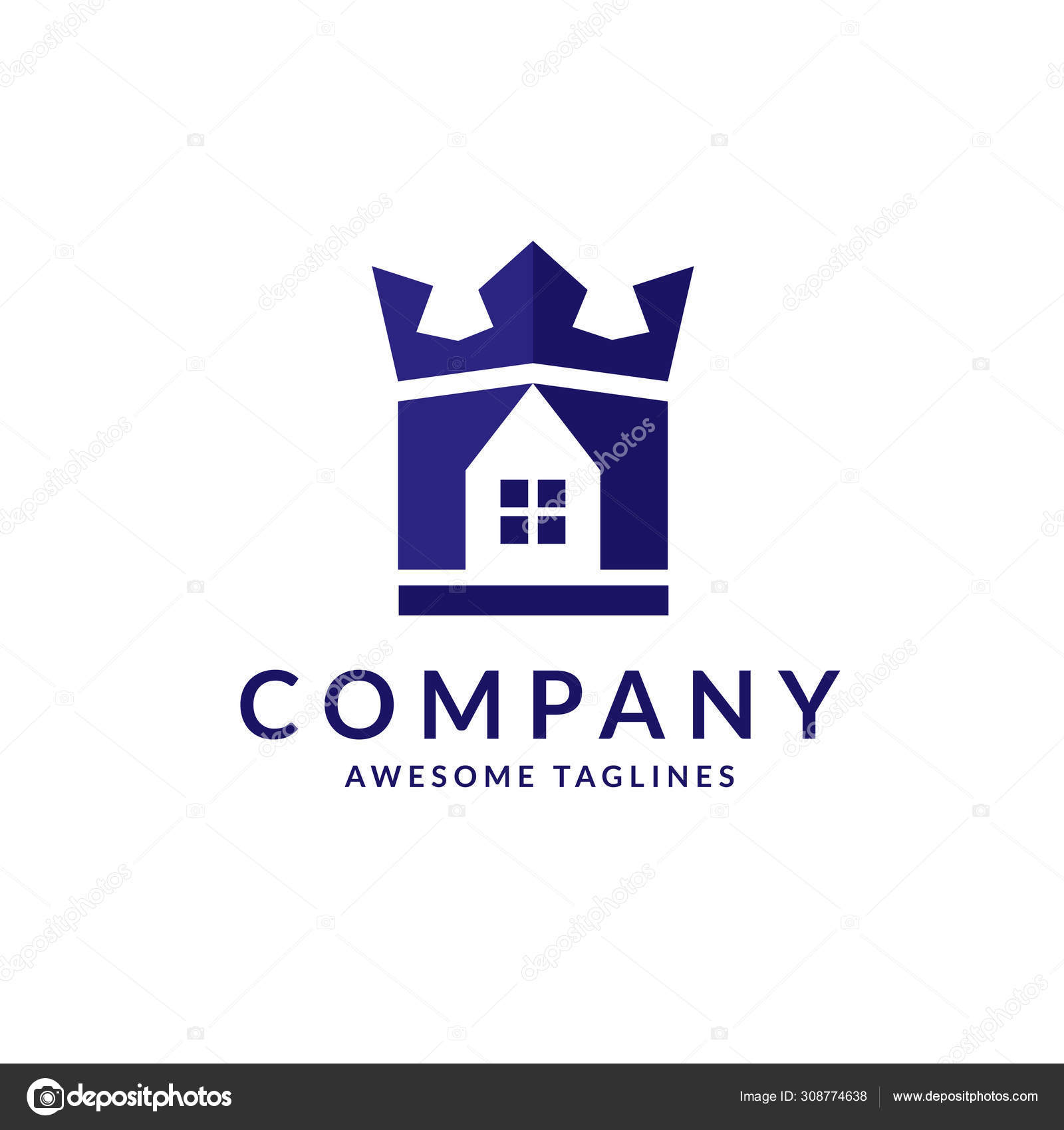 Royal House Logo House Image Center Part Crown Crown House Stock Vector ...