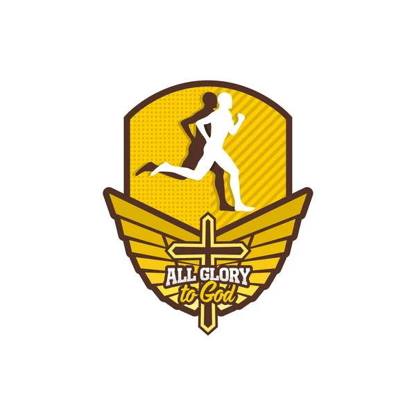 Athletic Christian Logo Gold Shield Cup Wings Basketball Emblem ...