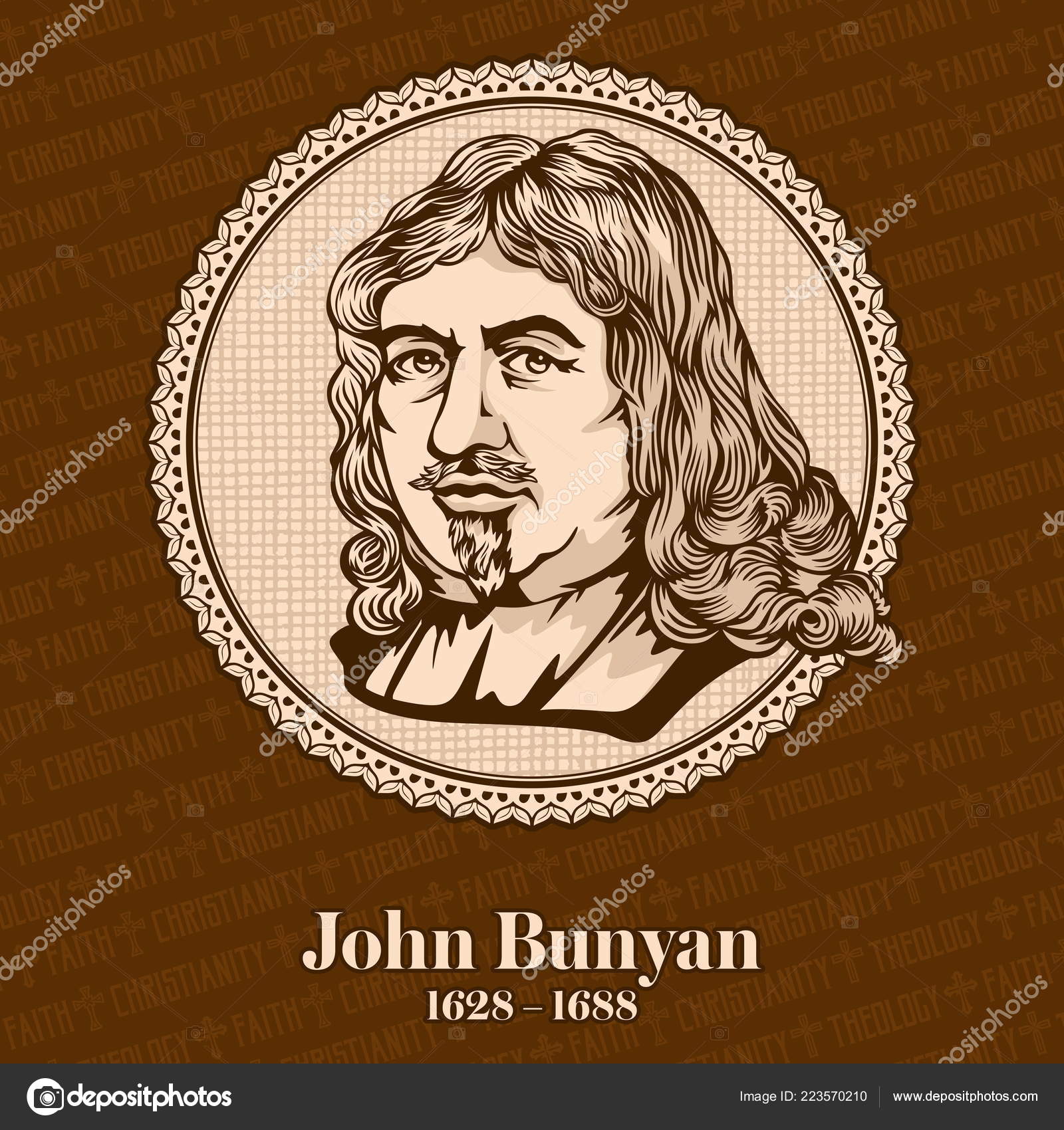 John Bunyan 1628 1688 English Writer Puritan Preacher Stock Vector ...