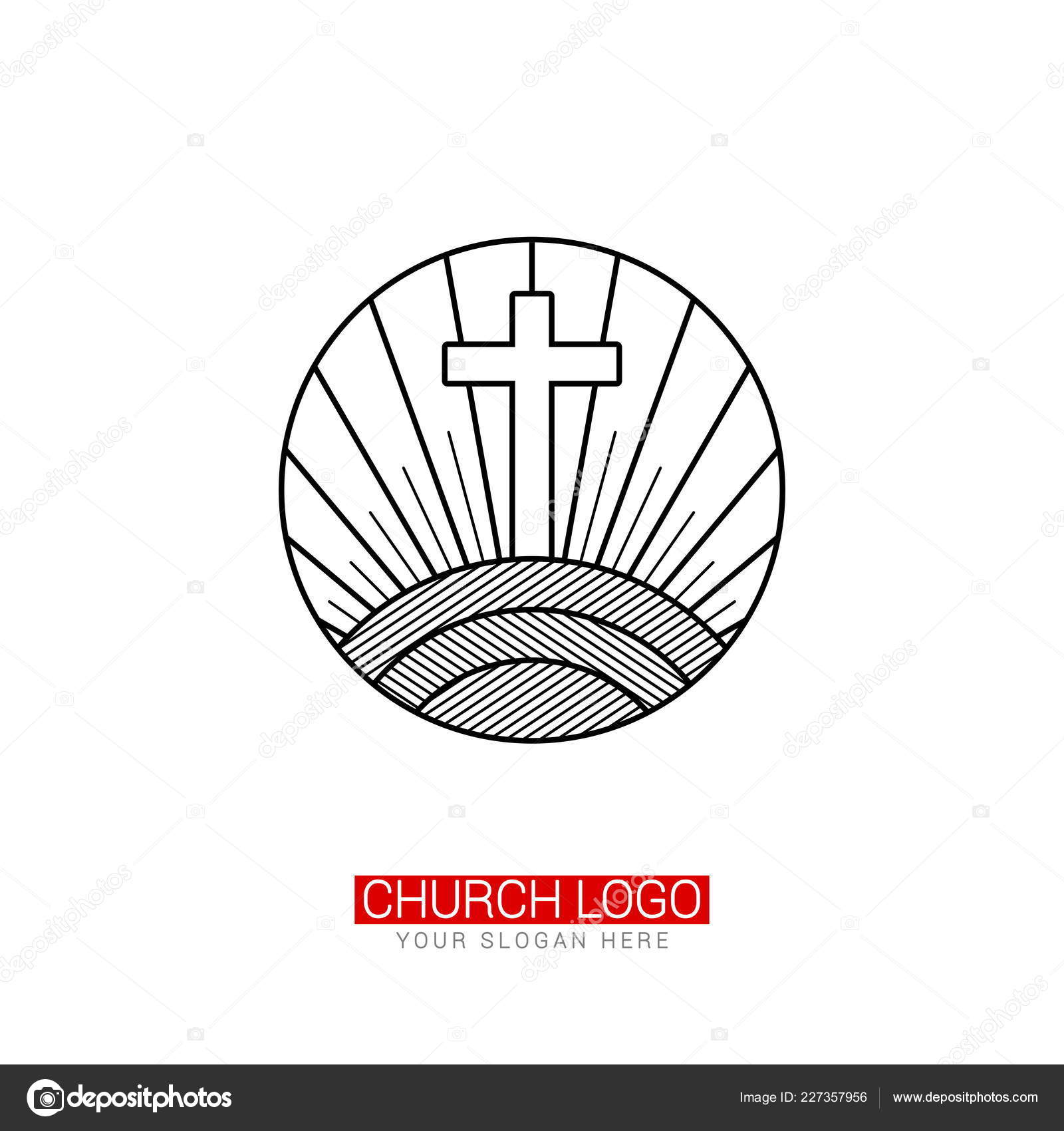 Church Logo Christian Symbols Cross Savior Jesus Christ Shining Stock