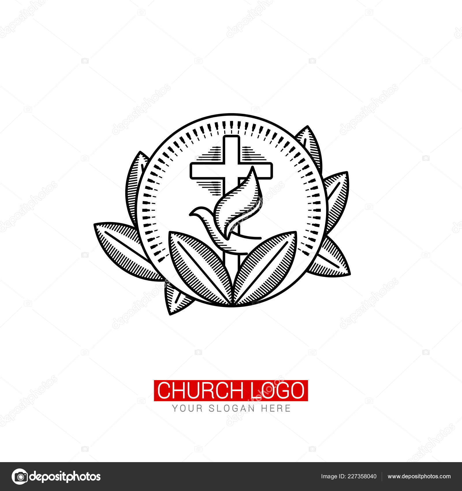 Church Logo Christian Symbols Cross Savior Jesus Christ Dove Framed