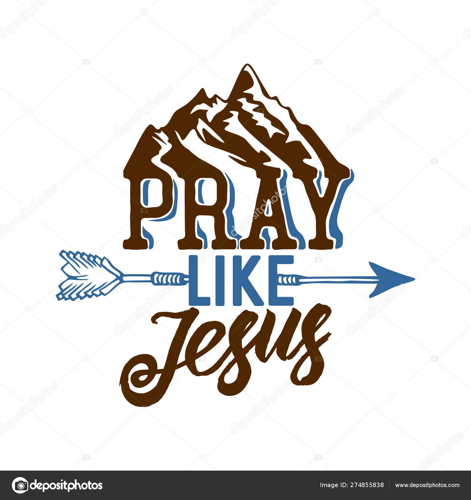Christian Typography Lettering Illustration Pray Jesus — Stock Vector ...