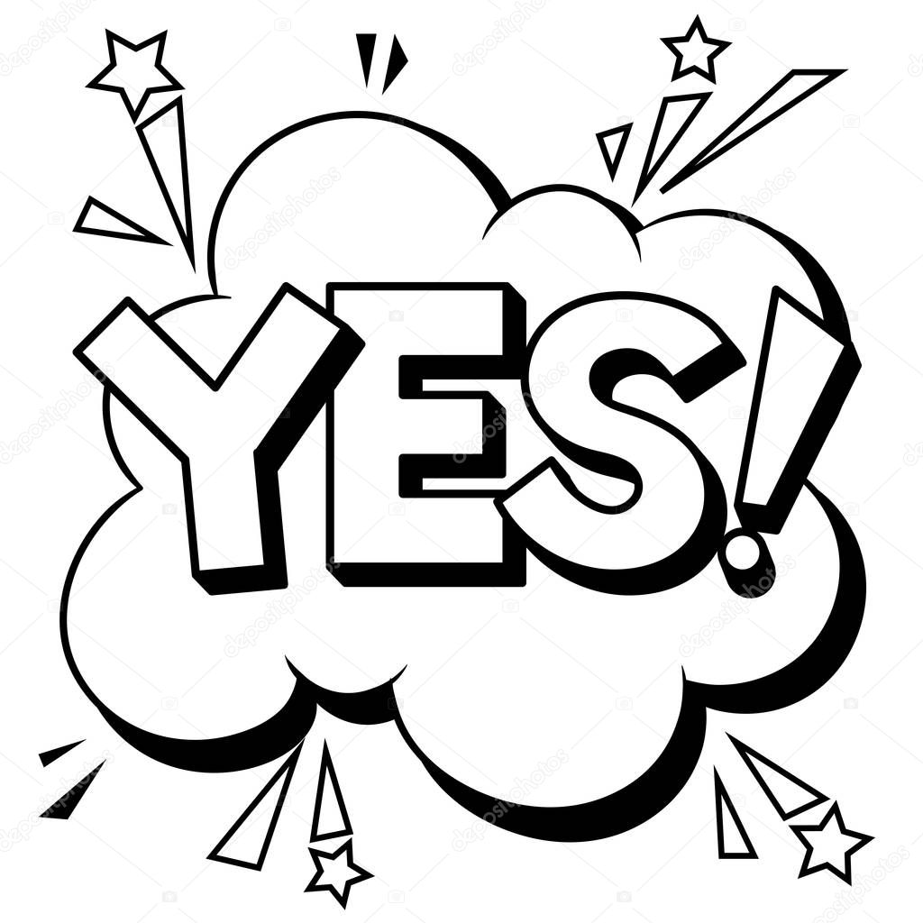 Yes word comic book coloring vector illustration — Stock Vector ...