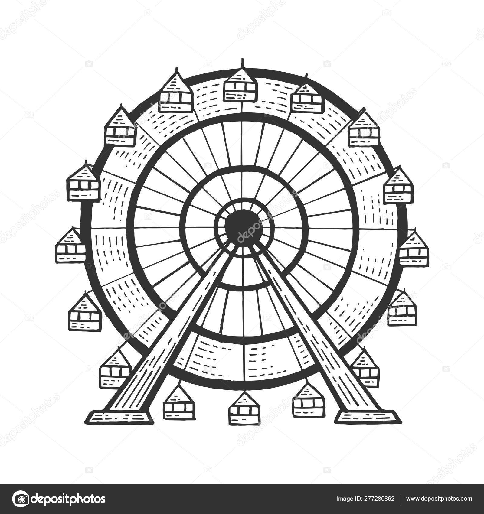 Ferris wheel sketch engraving vector illustration Stock Vector by ... Ferris wheel sketch engraving vector illustration Stock Vector by ...