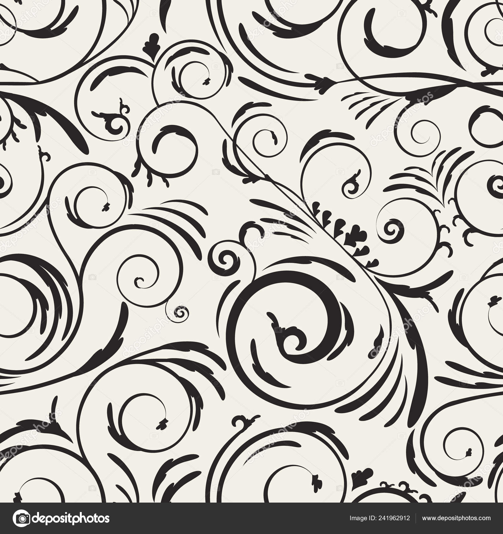 Beautiful Swirl Floral Vector Repeating Background Curly Shapes ...