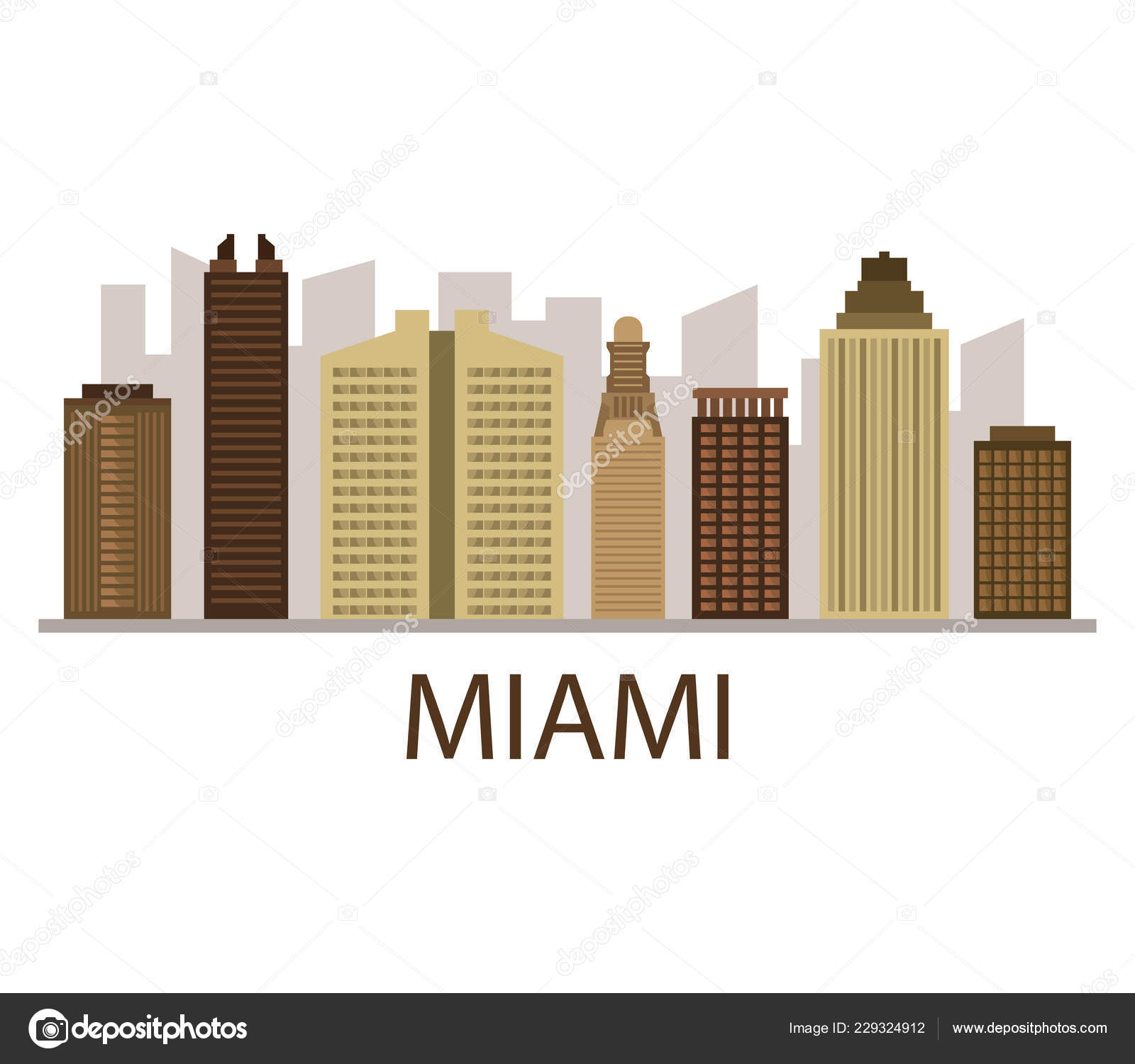 Miami Skyline White Background Stock Vector Image by ©marcotrapani ...
