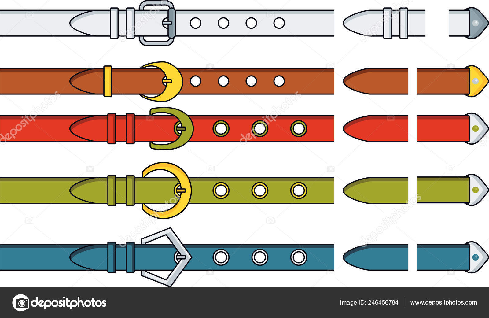 Set of fashionable colored straps with clasps. Stock Vector Image by ...