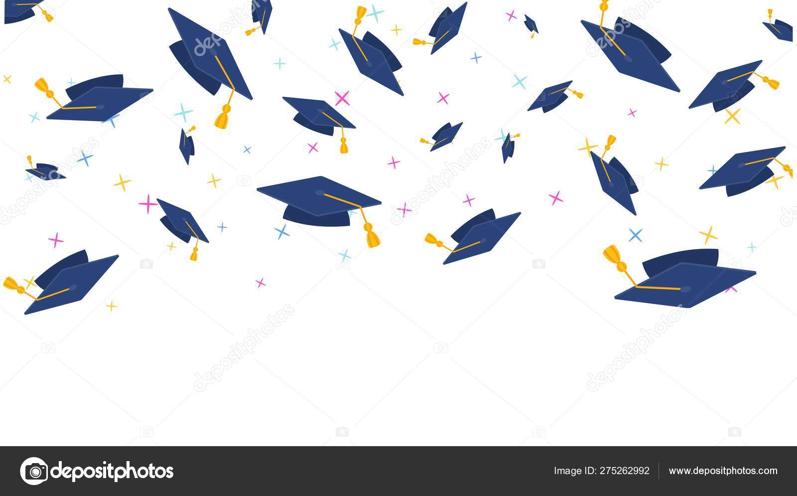 Graduation Caps Flying Clipart