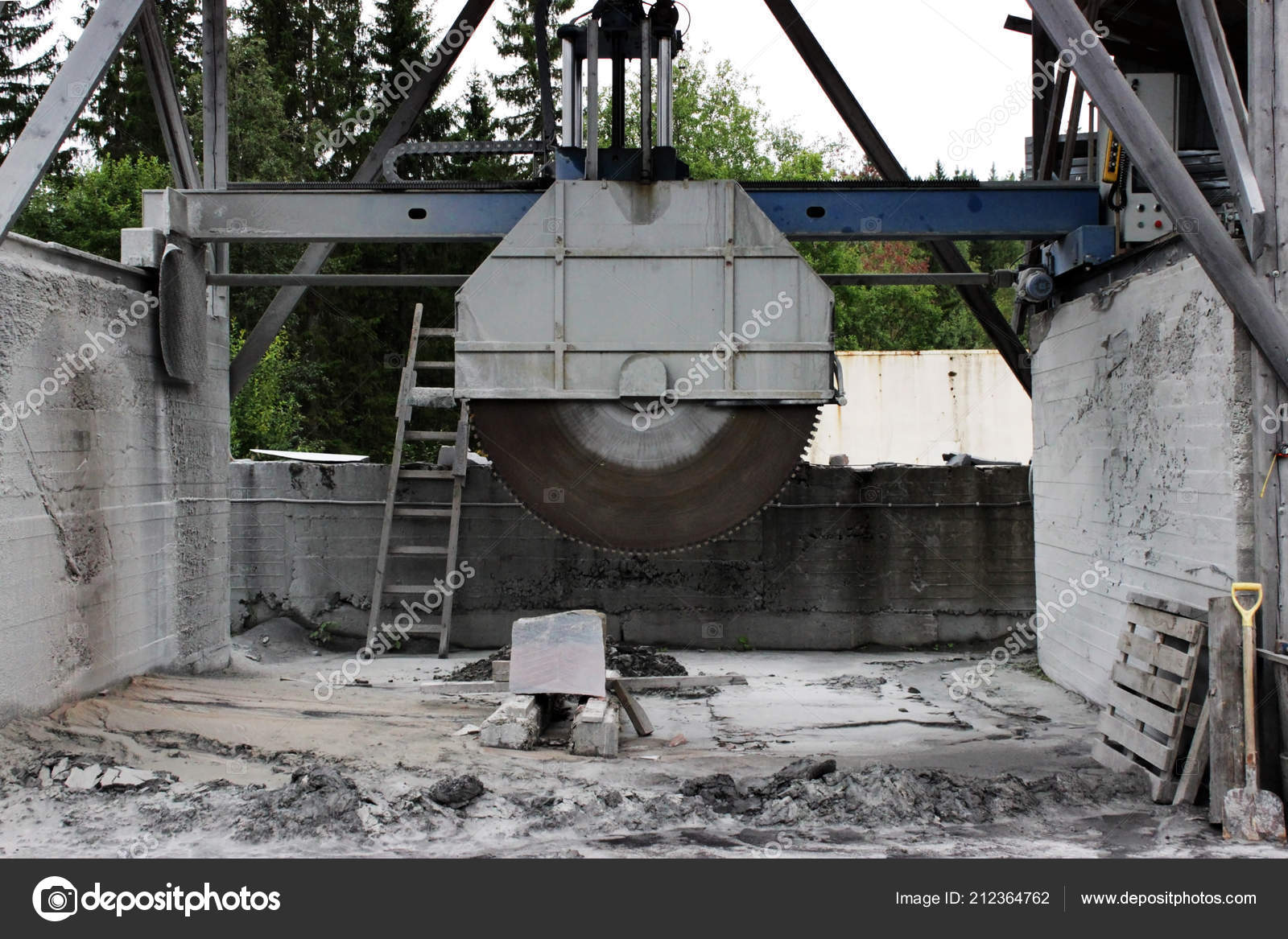 Large Machine Circular Saw Cutting Huge Marble Blanks Stones Making ...