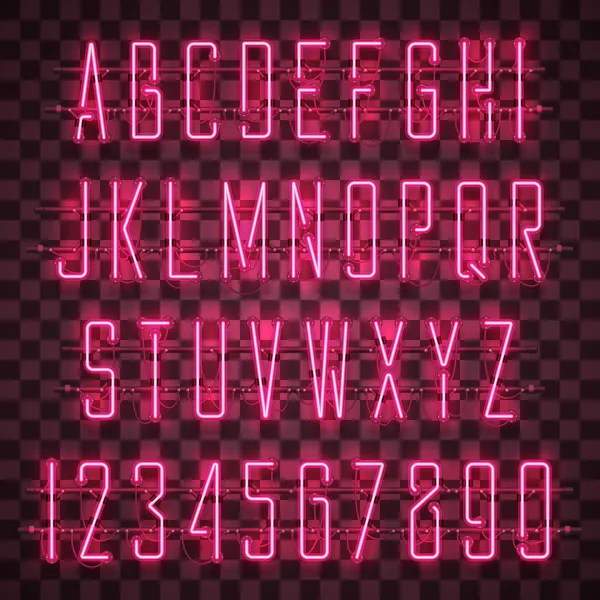 Neon red font, light alphabet with numbers. Stock Vector Image by ...
