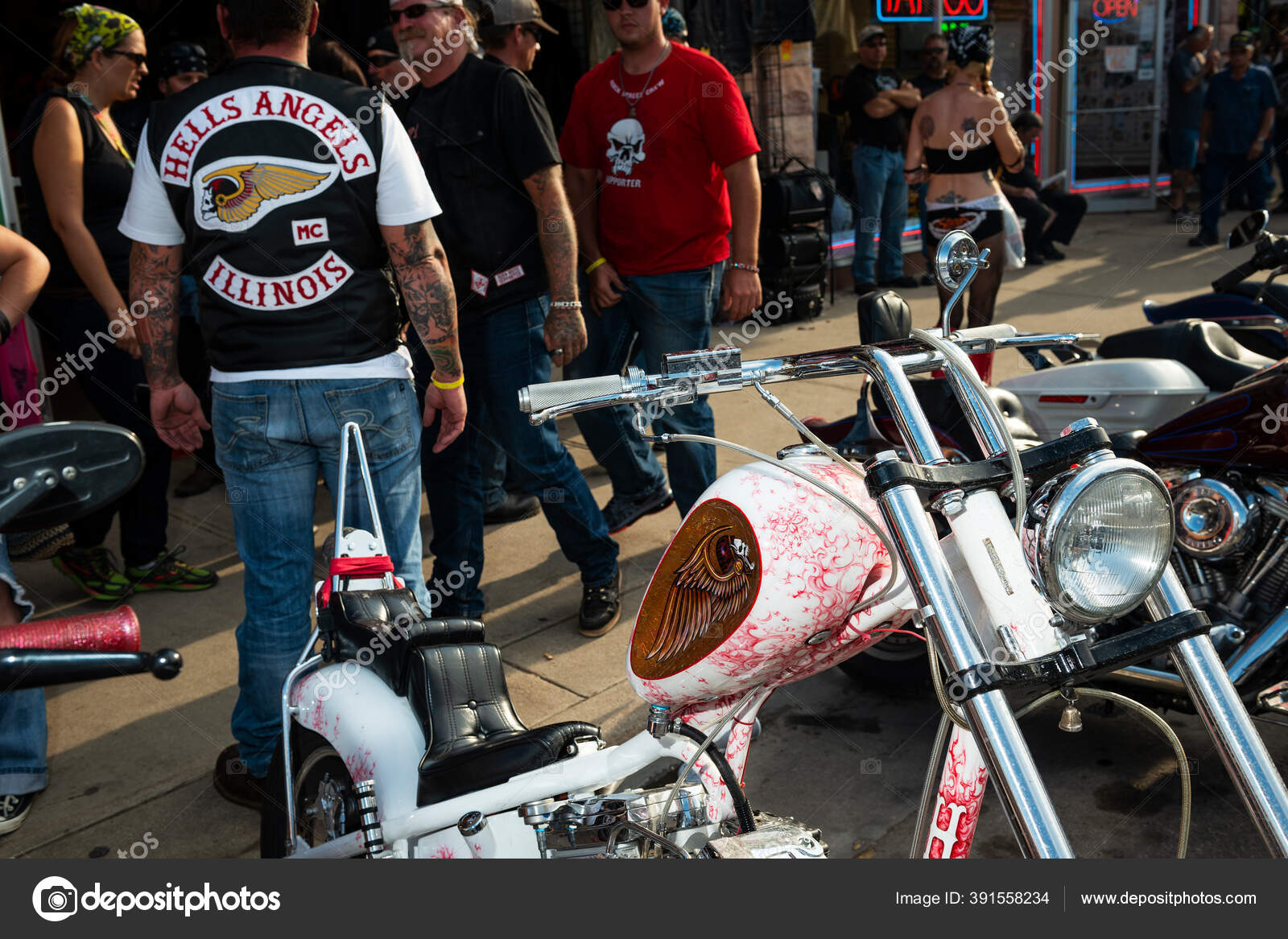 Sturgis South Dakota August 2014 Detail Bikes Parked Main Street ...