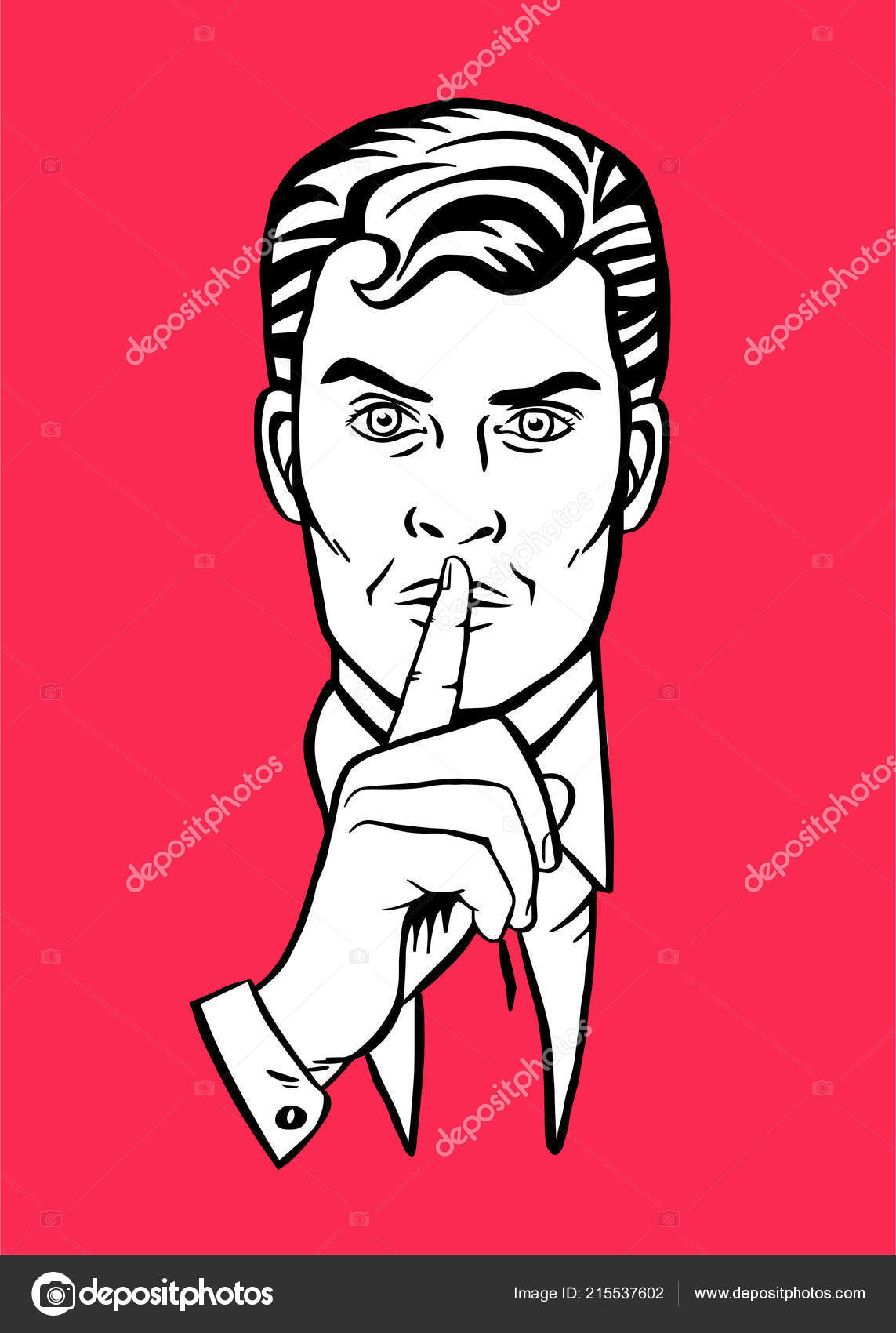 Colored Poster Man Showing Silence Sign Stock Vector by ©johndory 215537602
