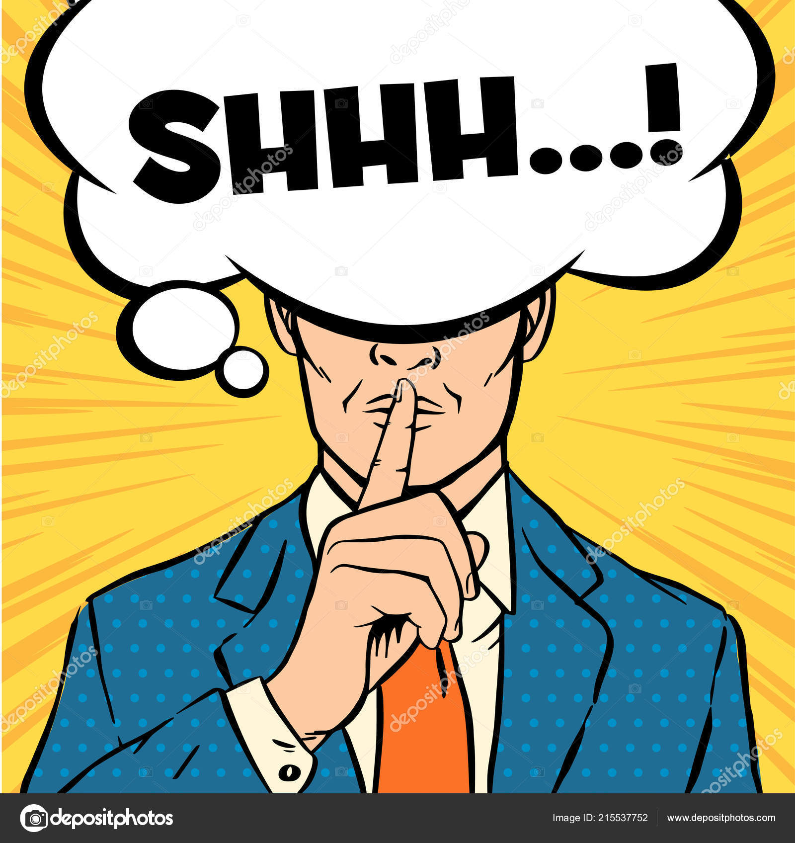 Poster Man Showing Silence Sign Shhh Speech Bubble Stock Vector Image ...