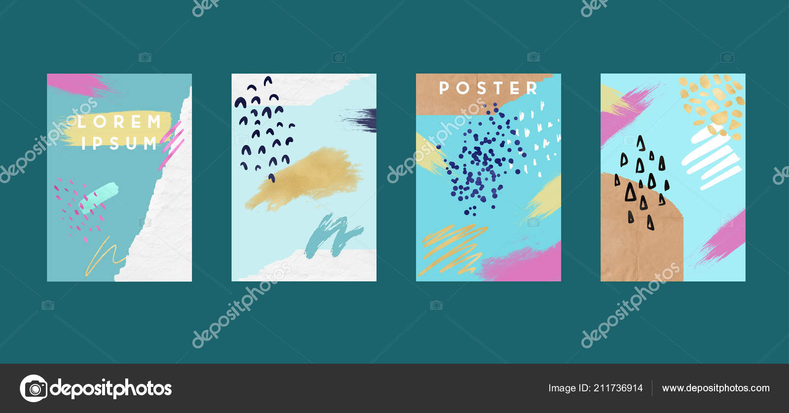 Poster Flat Geometric Pattern Cool Colorful Backgrounds Applicable ...