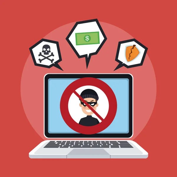 Blue color background man programmer holding laptop with security ...