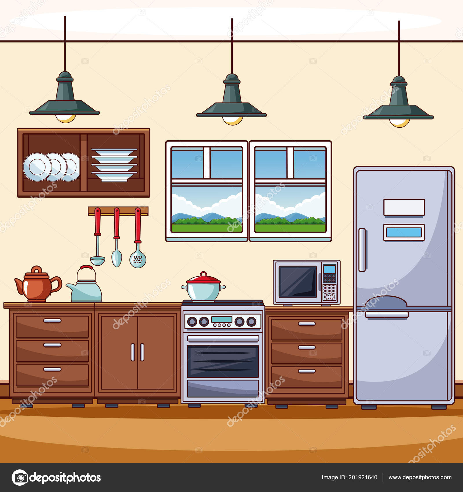 Kitchen interior scenery Stock Vector Image by ©jemastock #201921640