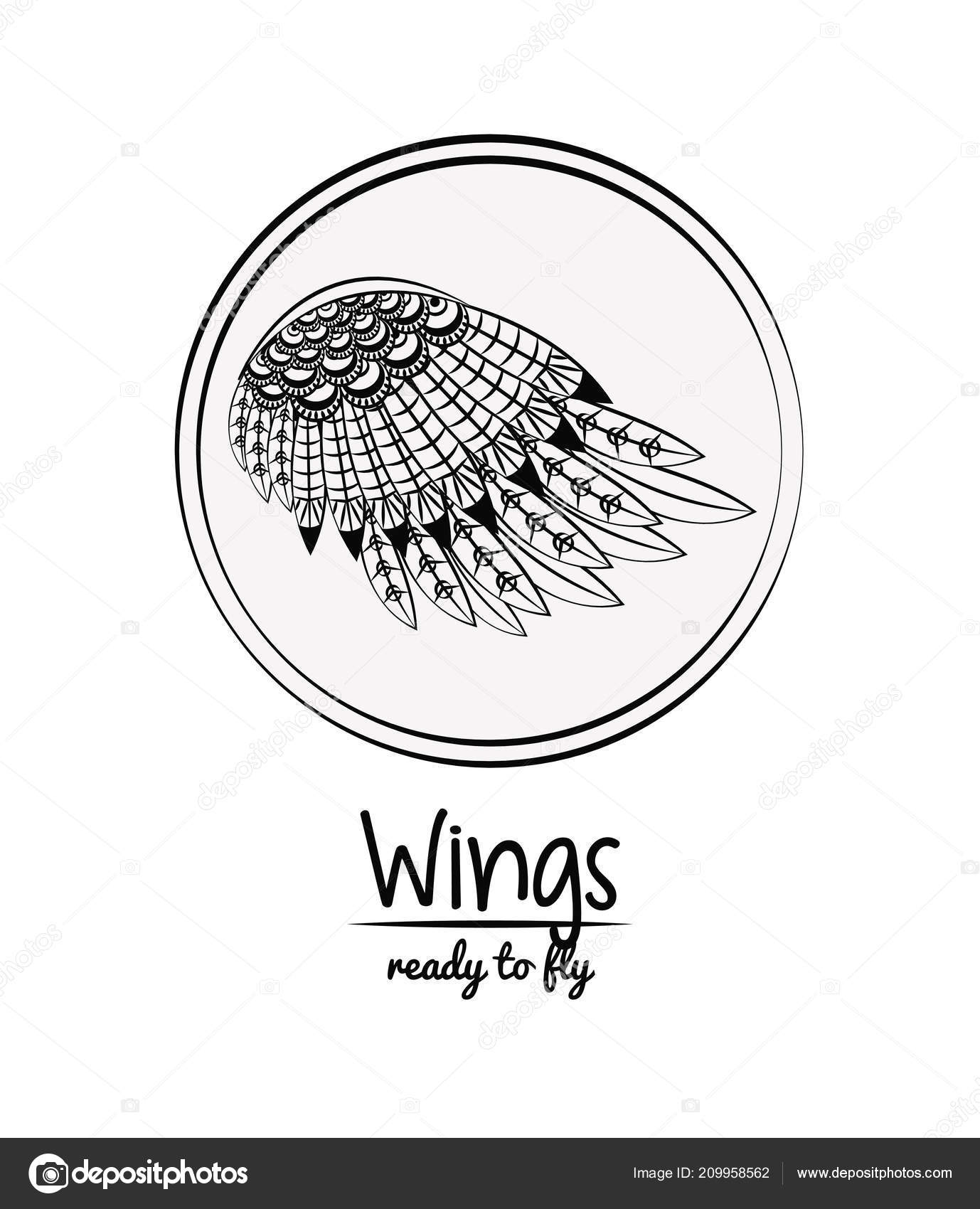 Wings draw emblem cartoon Stock Vector Image by ©jemastock #209958562