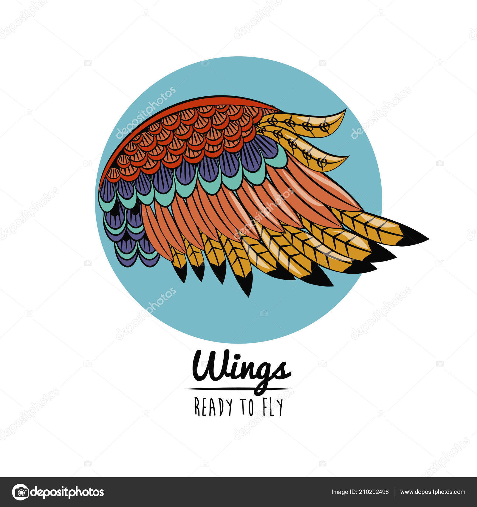 Wings draw emblem cartoon Stock Vector by ©jemastock 210202498