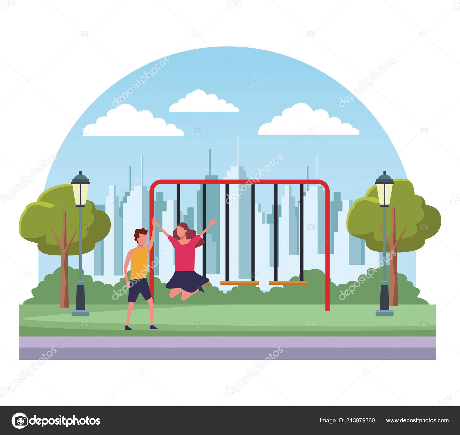 Kids at park cartoons Stock Vector by ©jemastock 213979360