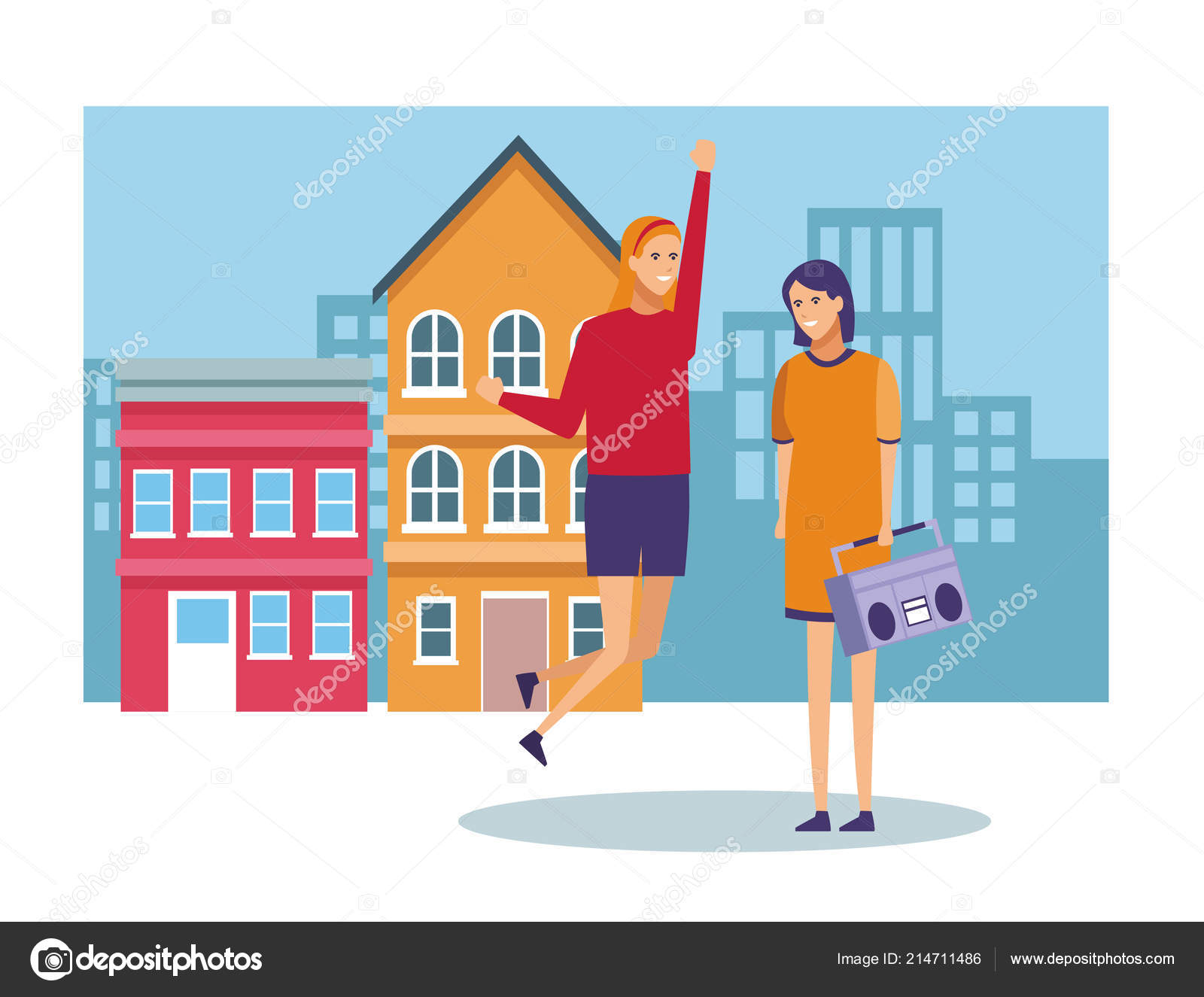 Youngs and city Stock Vector Image by ©jemastock #214711486