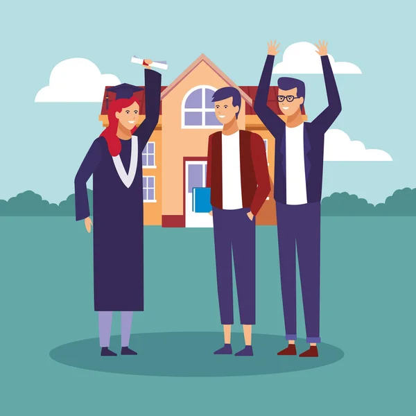 Students graduation cartoon Stock Vector by ©jemastock 214731664