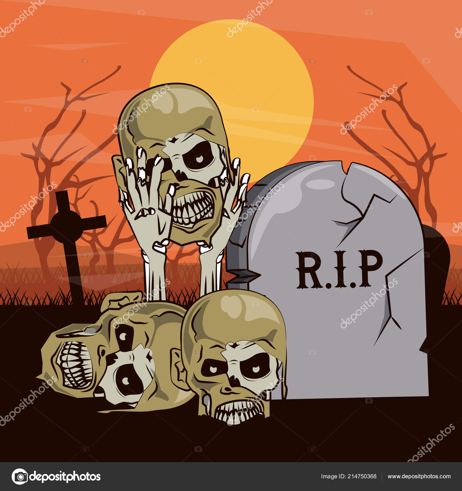 Halloween scary cartoons Stock Vector by ©jemastock 214750368