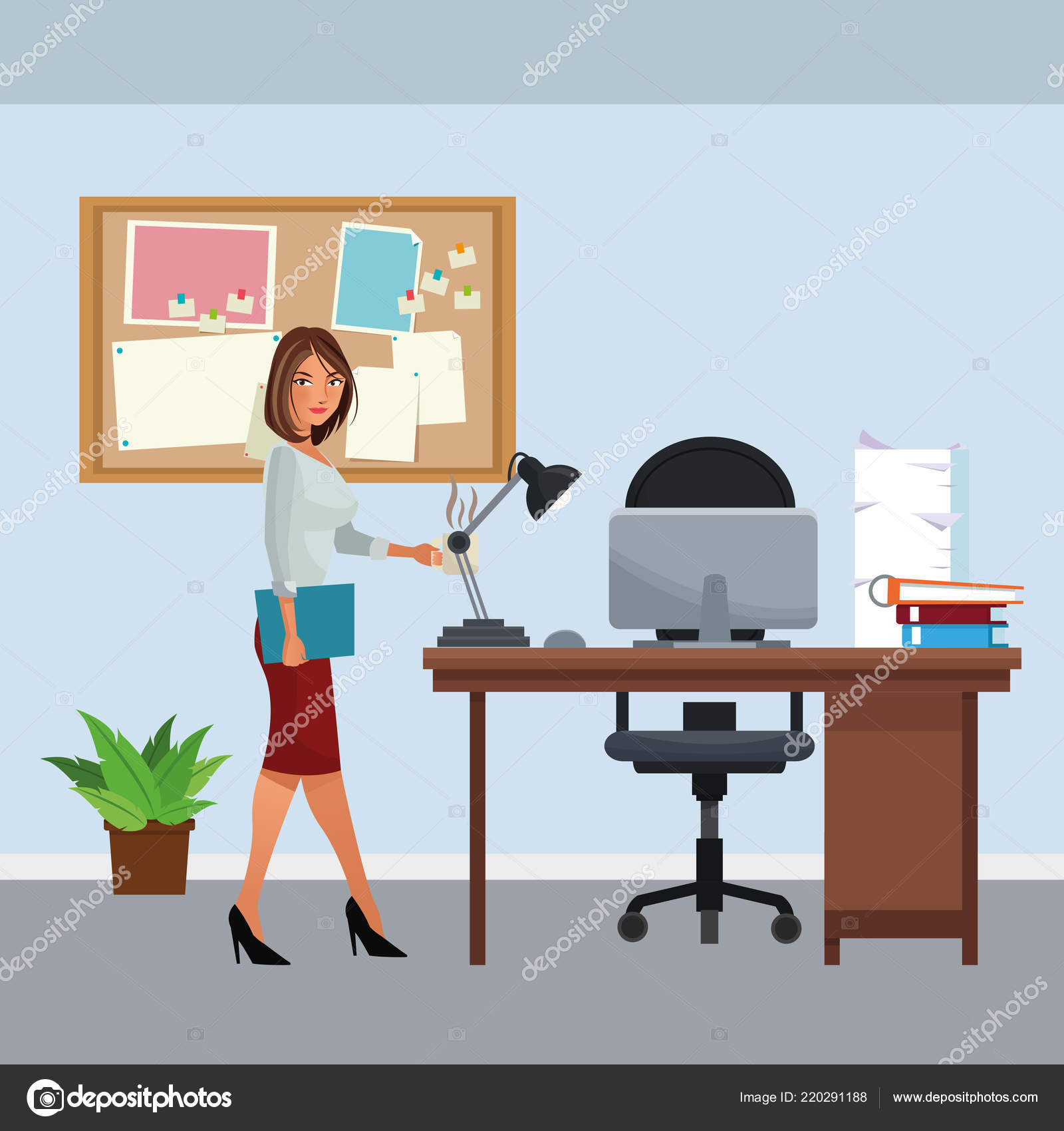 Business character in office scenario Stock Vector by ©jemastock 220291188