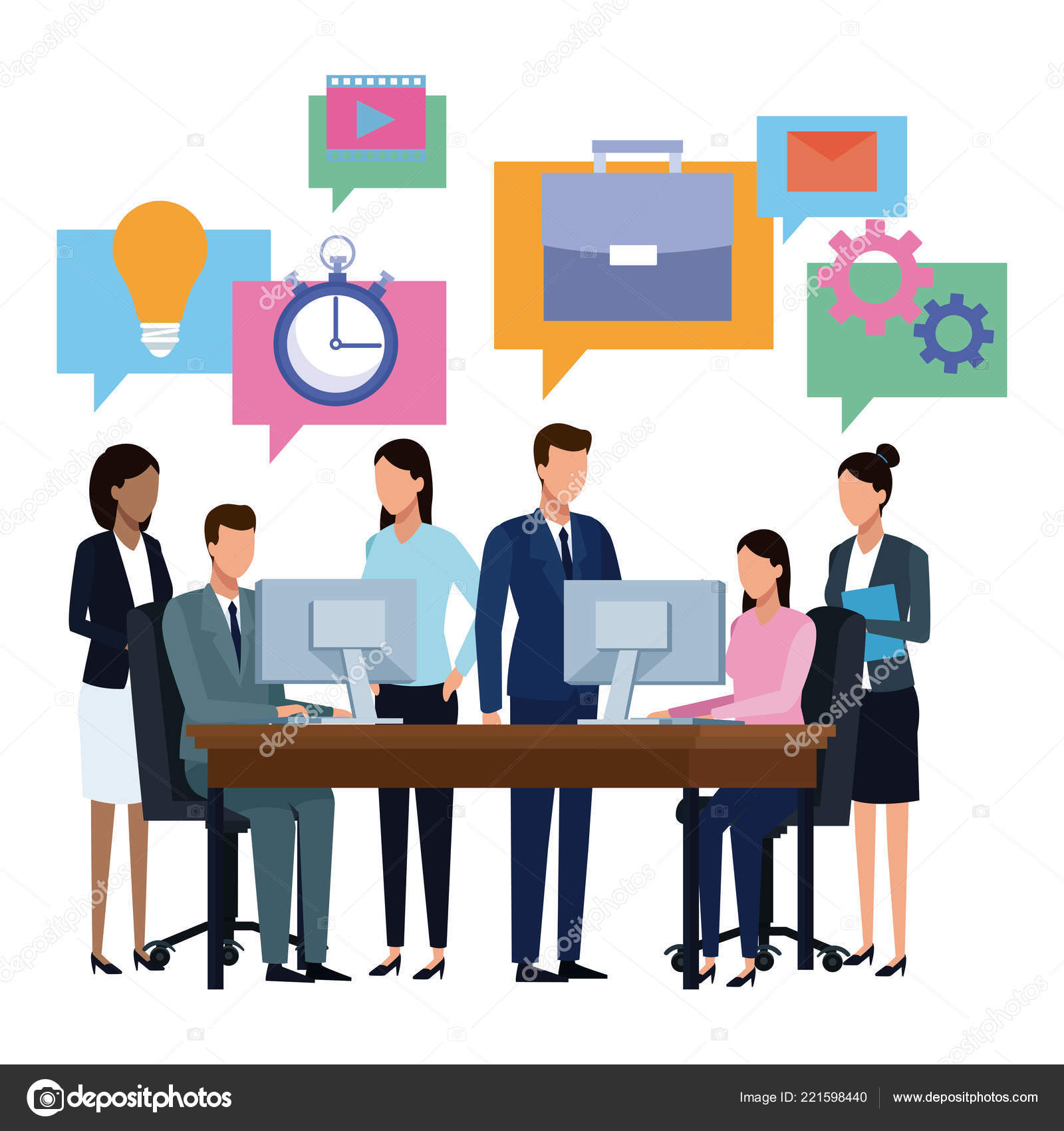 Business team brainstorming cartoon Stock Vector by ©jemastock 221598440