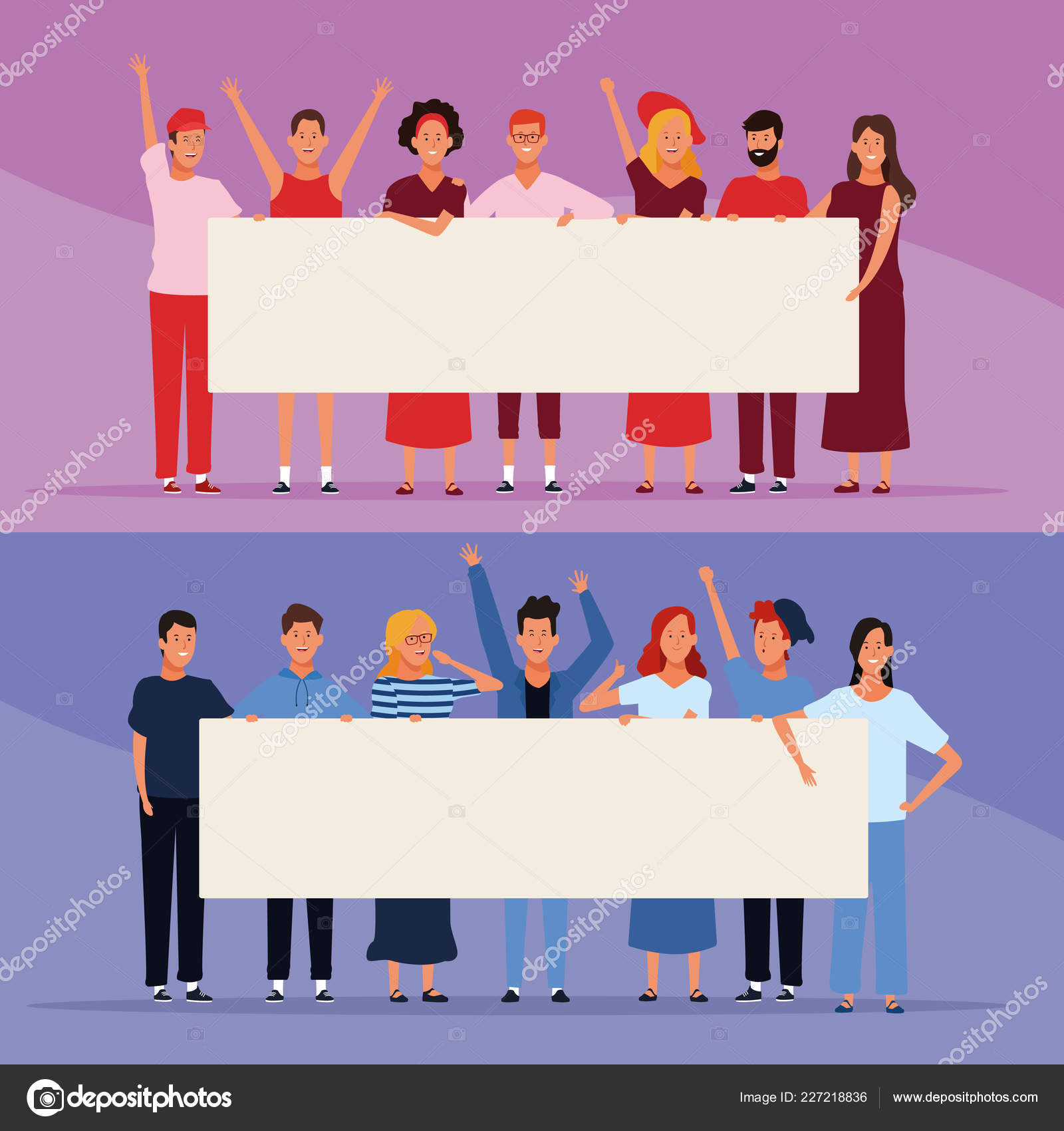 Set of people with posters Stock Vector by ©jemastock 227218836