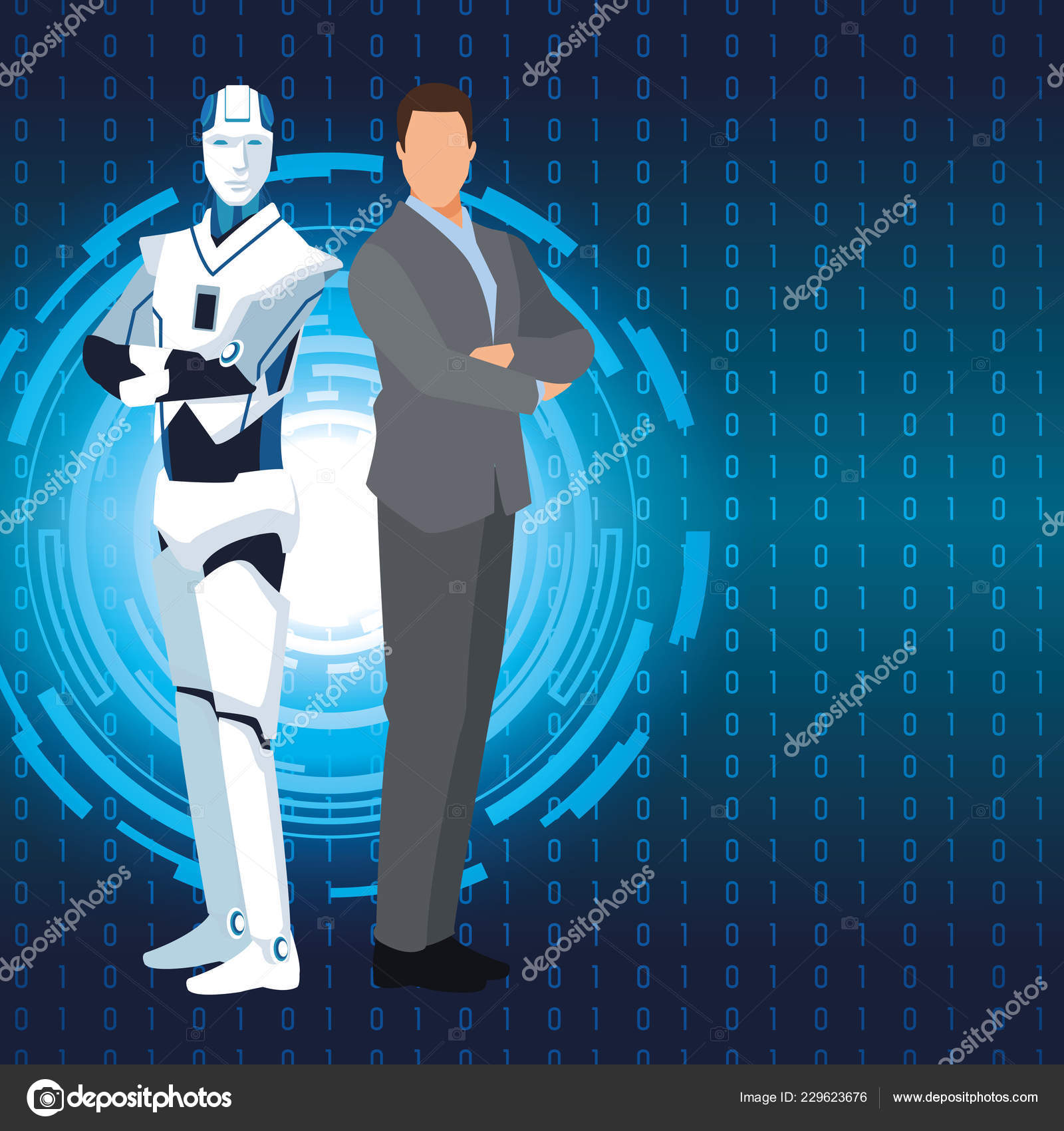 Humanoid robot and businessman Stock Vector Image by ©jemastock #229623676