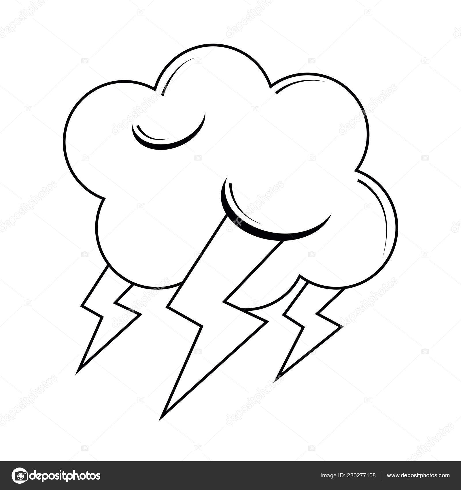 Nube con rayos de dibujos animados vector, gráfico vectorial ...