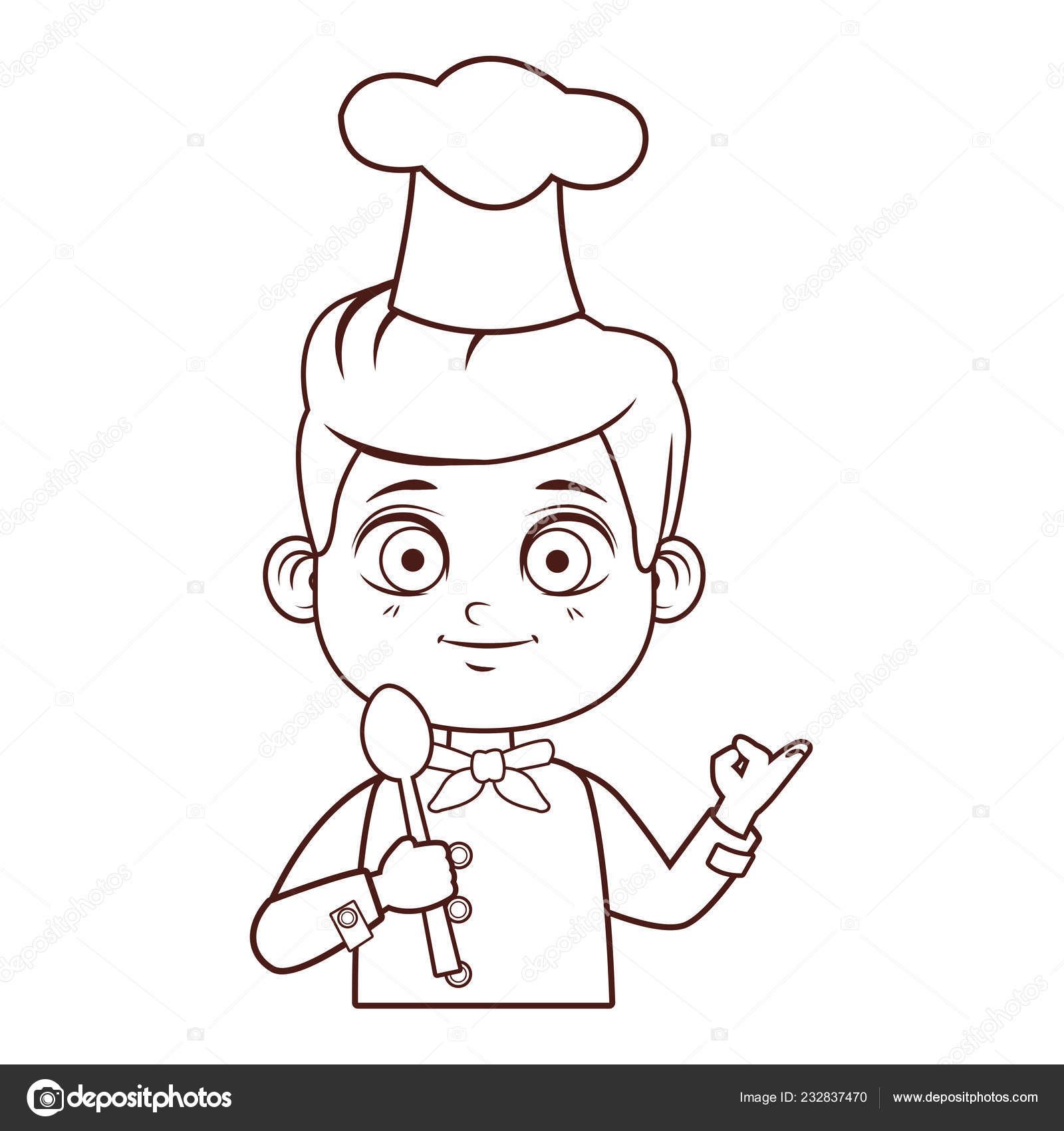 Chef boy cartoon brown lines Stock Vector Image by ©jemastock #232837470