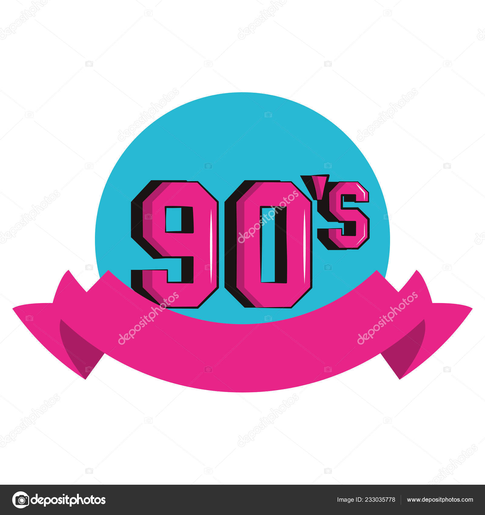 90S Retro Symbol Cartoon Icon Blank Ribbon Banner Stock Vector by ...